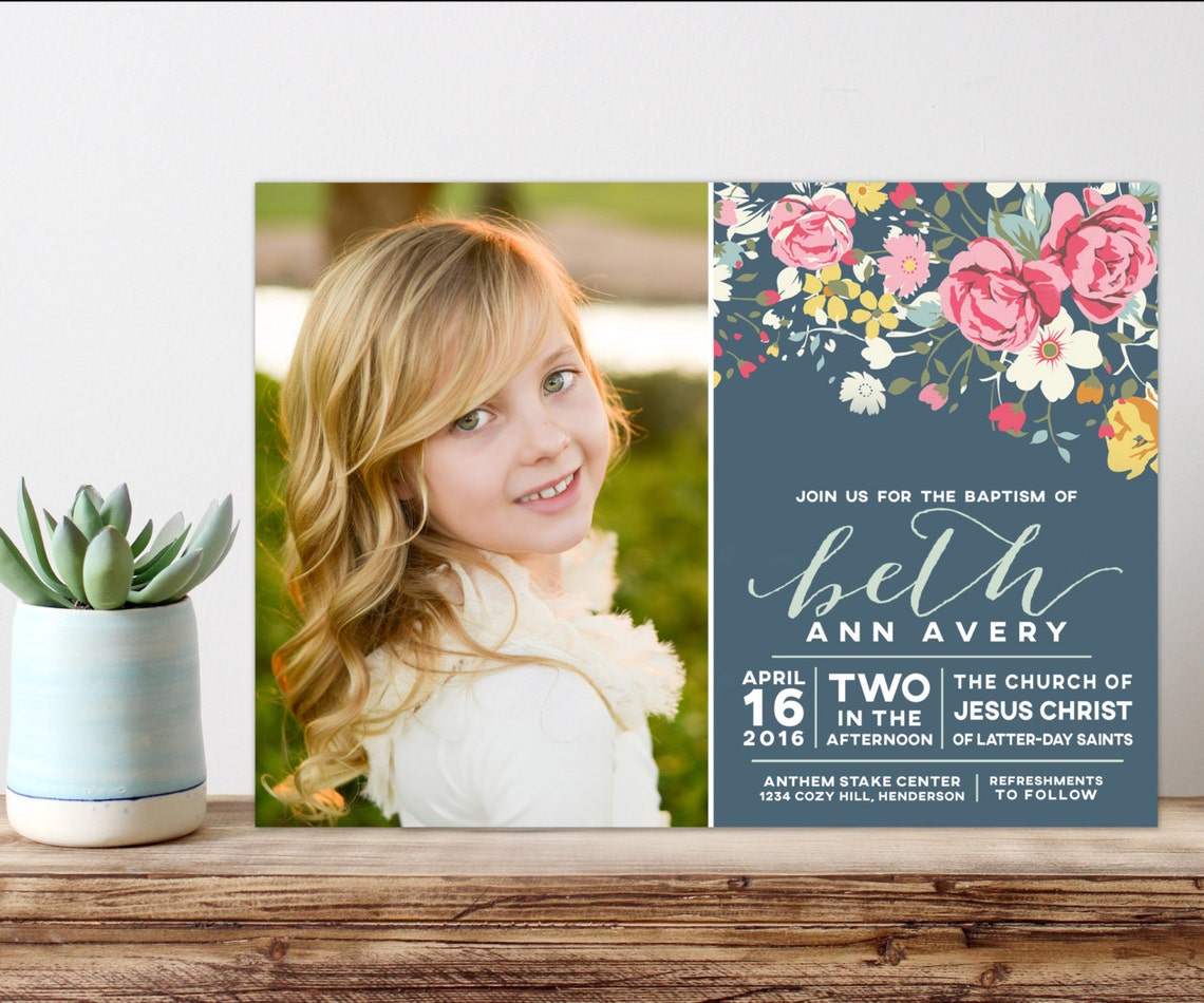LDS Baptism Invitation Modern Baptism Announcement Digital - Etsy