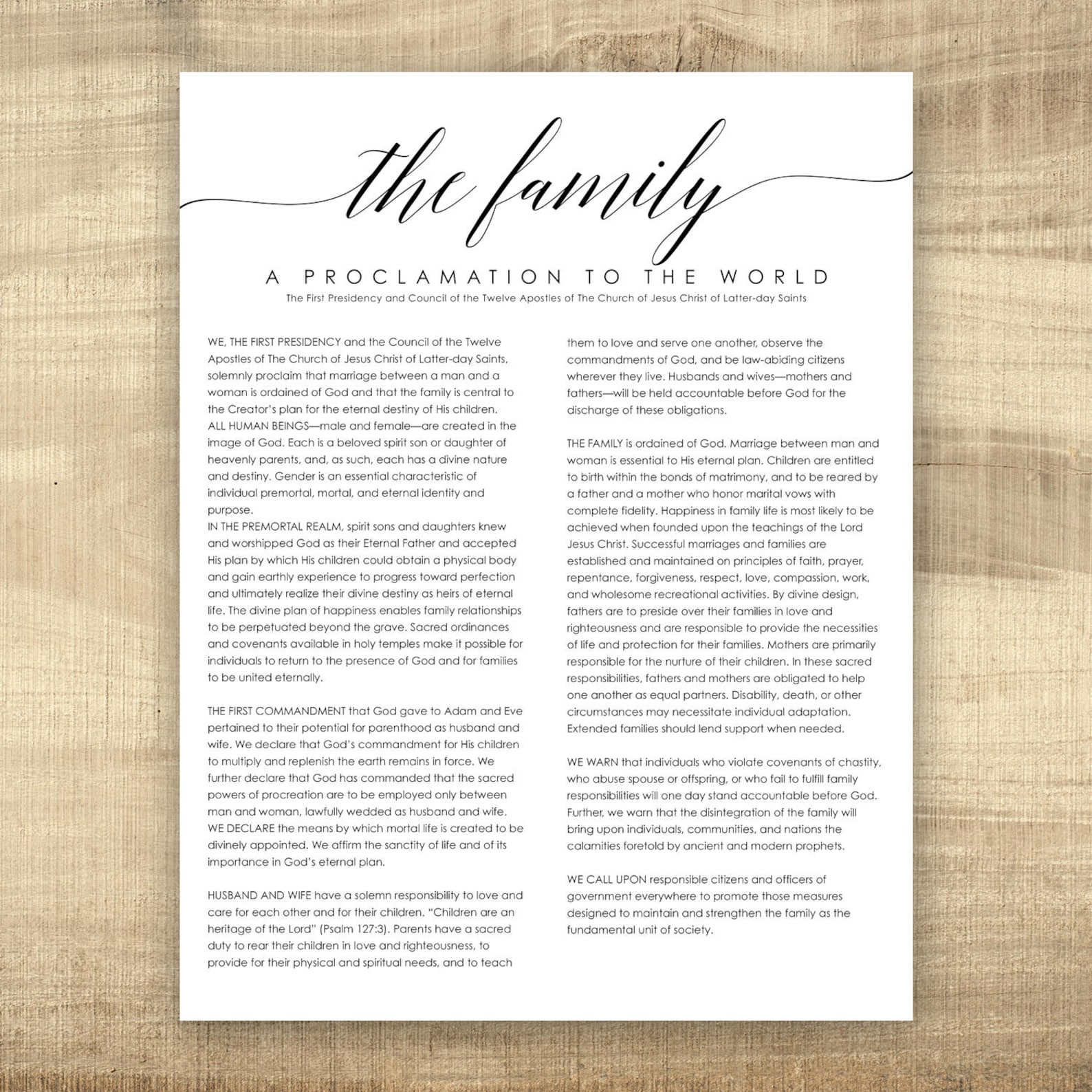 LDS Family Proclamation to the World The Living Christ | Etsy