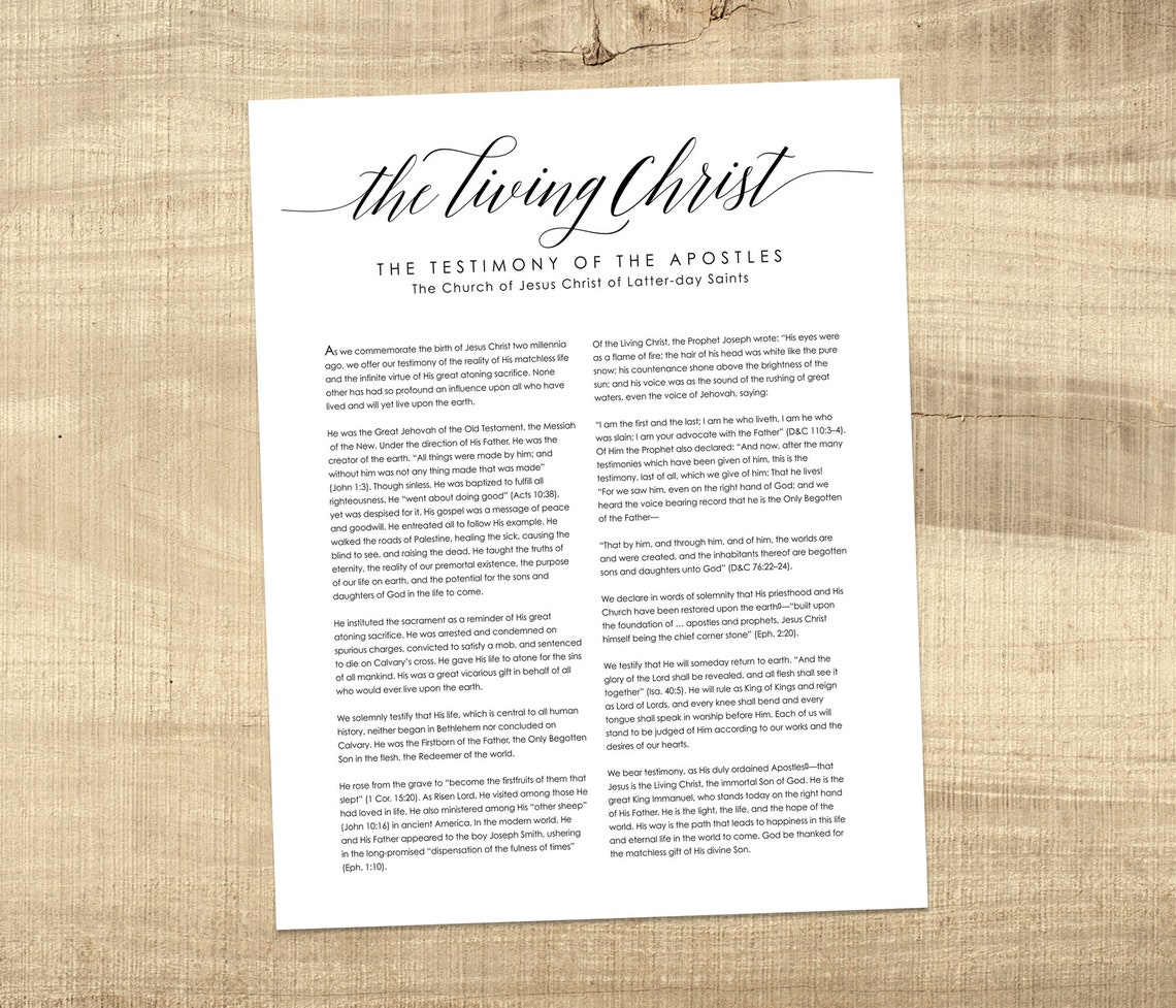 LDS Family Proclamation to the World The Living Christ | Etsy