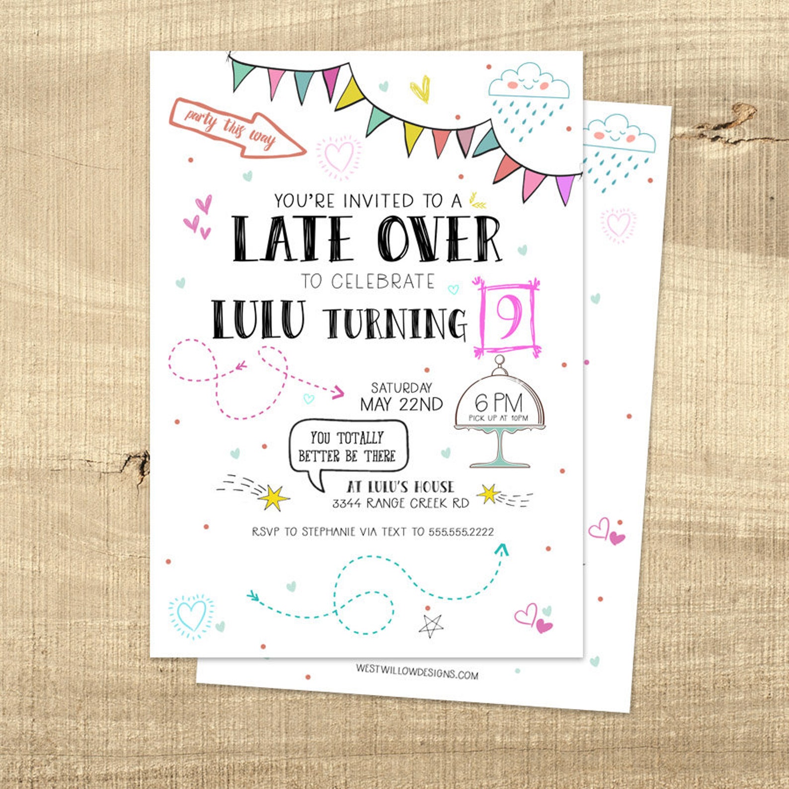 Late over birthday party invitation slumber party invitation | Etsy