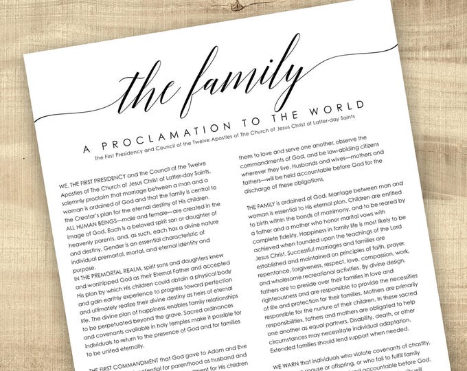 LDS Family Proclamation to the World - Digital Printable File, Family ...