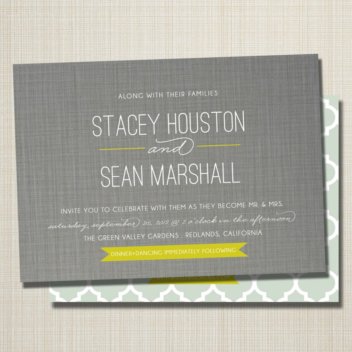 Custom Modern Wedding Invitation Linen Love. | Etsy