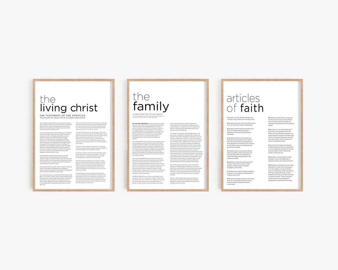 LDS Poster Set, the Family, the Living Christ, the Articles of Faith ...