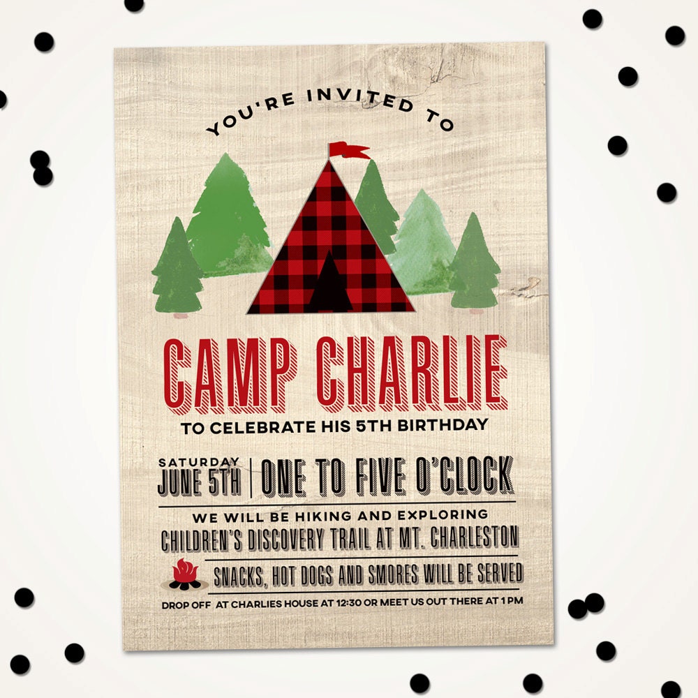 Camping Birthday Invitation, Nature Birthday Party Invitation, Explore ...