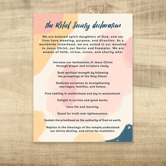 Relief Society Declaration Relief Society Declaration Printable ...