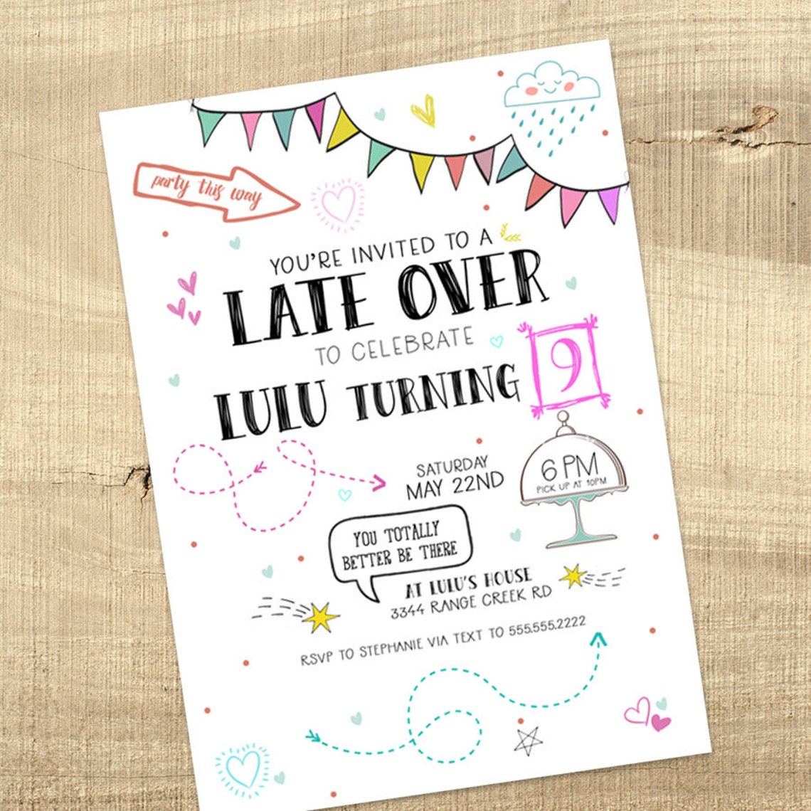 Late Over Birthday Party Invitation Slumber Party Invitation - Etsy