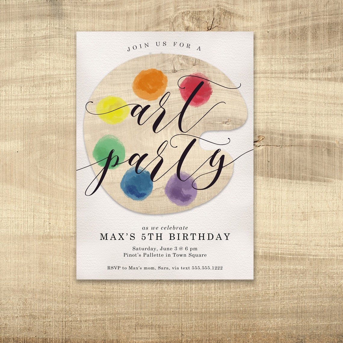 Art Party Invitation Paint Party Printable Invitation, Kids Art ...