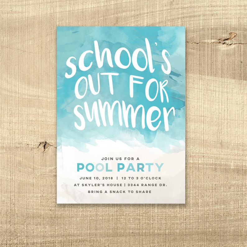 School's Out Pool Party Invitation Pool Birthday Invite | Etsy