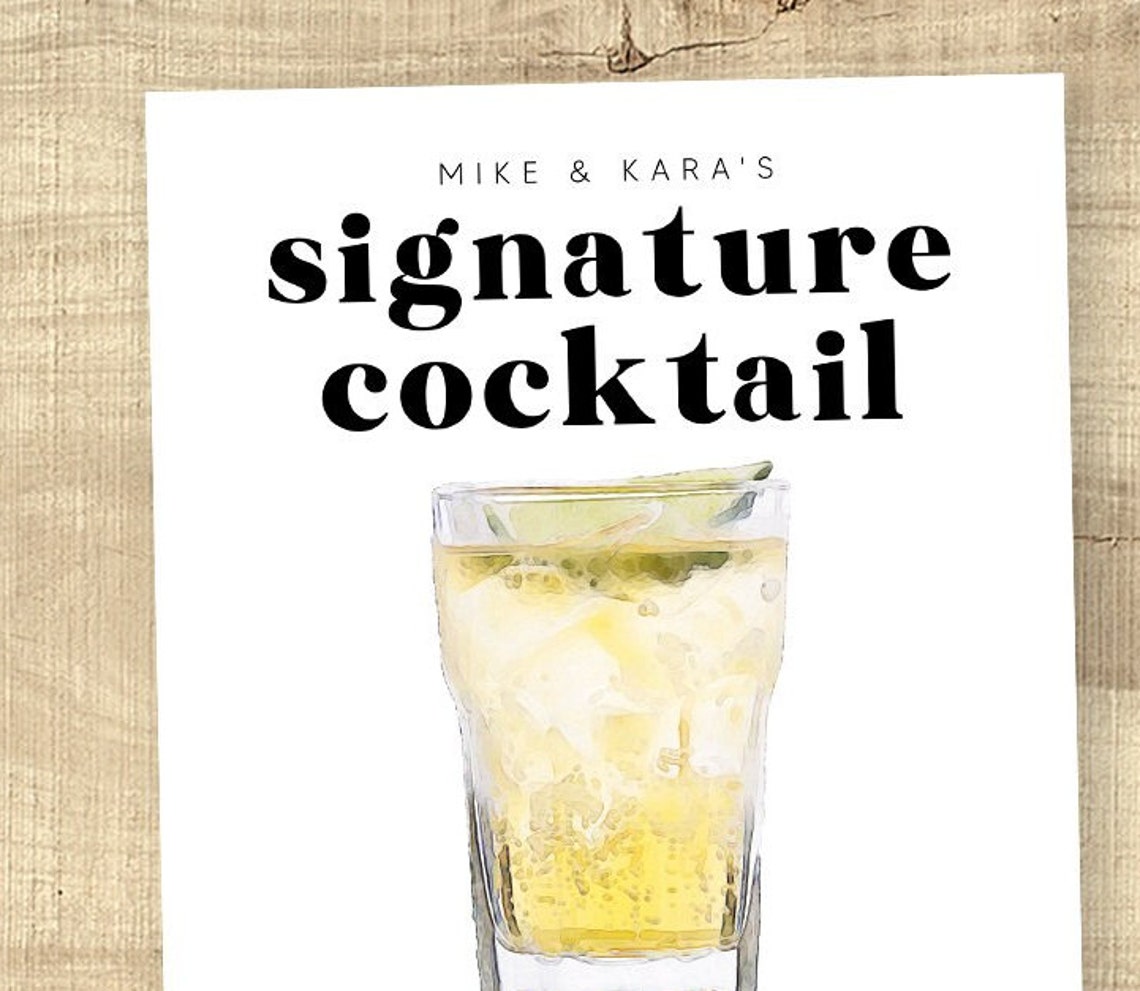Printable Signature Cocktails Sign | Editable Template Wedding ...