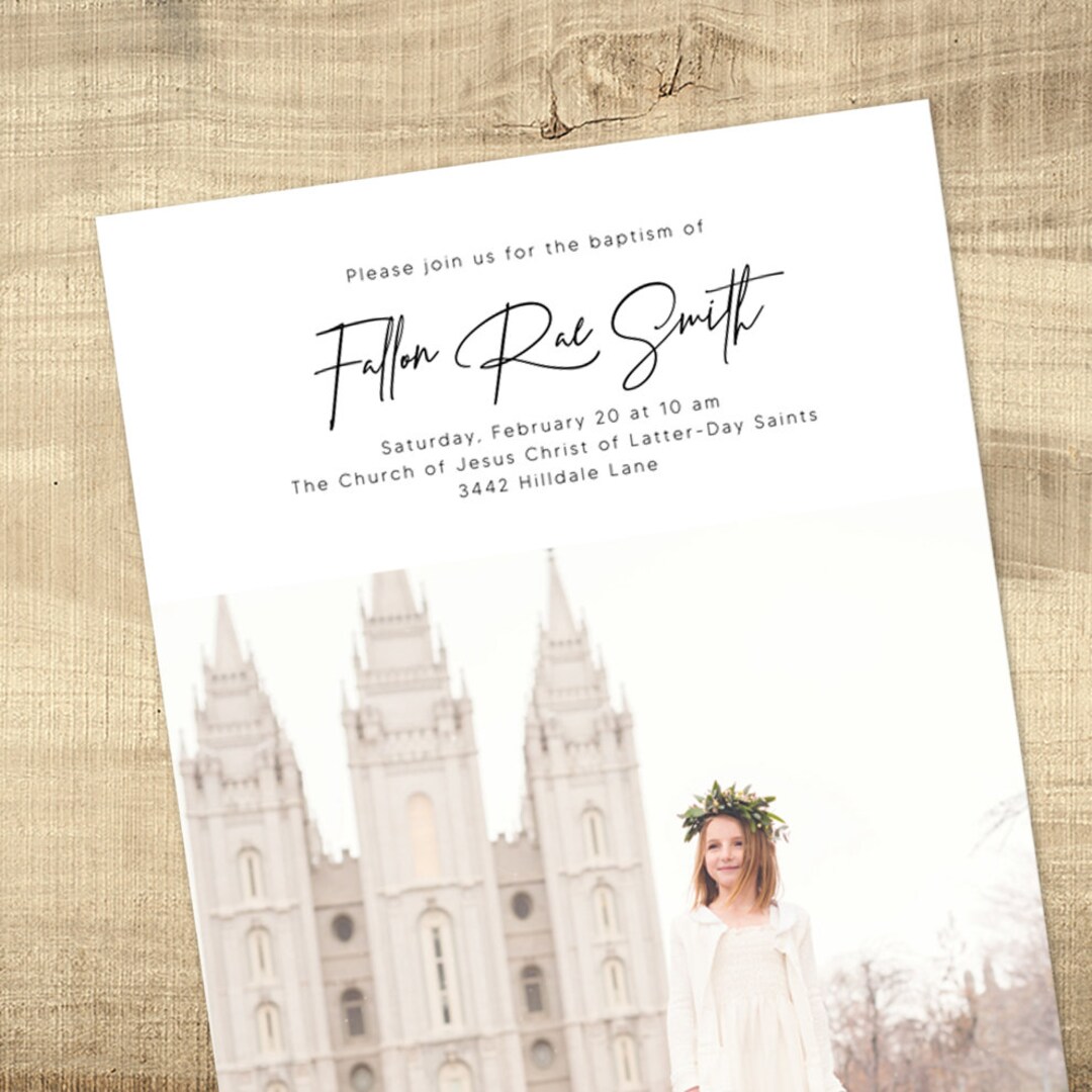 Baptism Invitation LDS Baptism Announcement Template | LDS Baptism Card ...