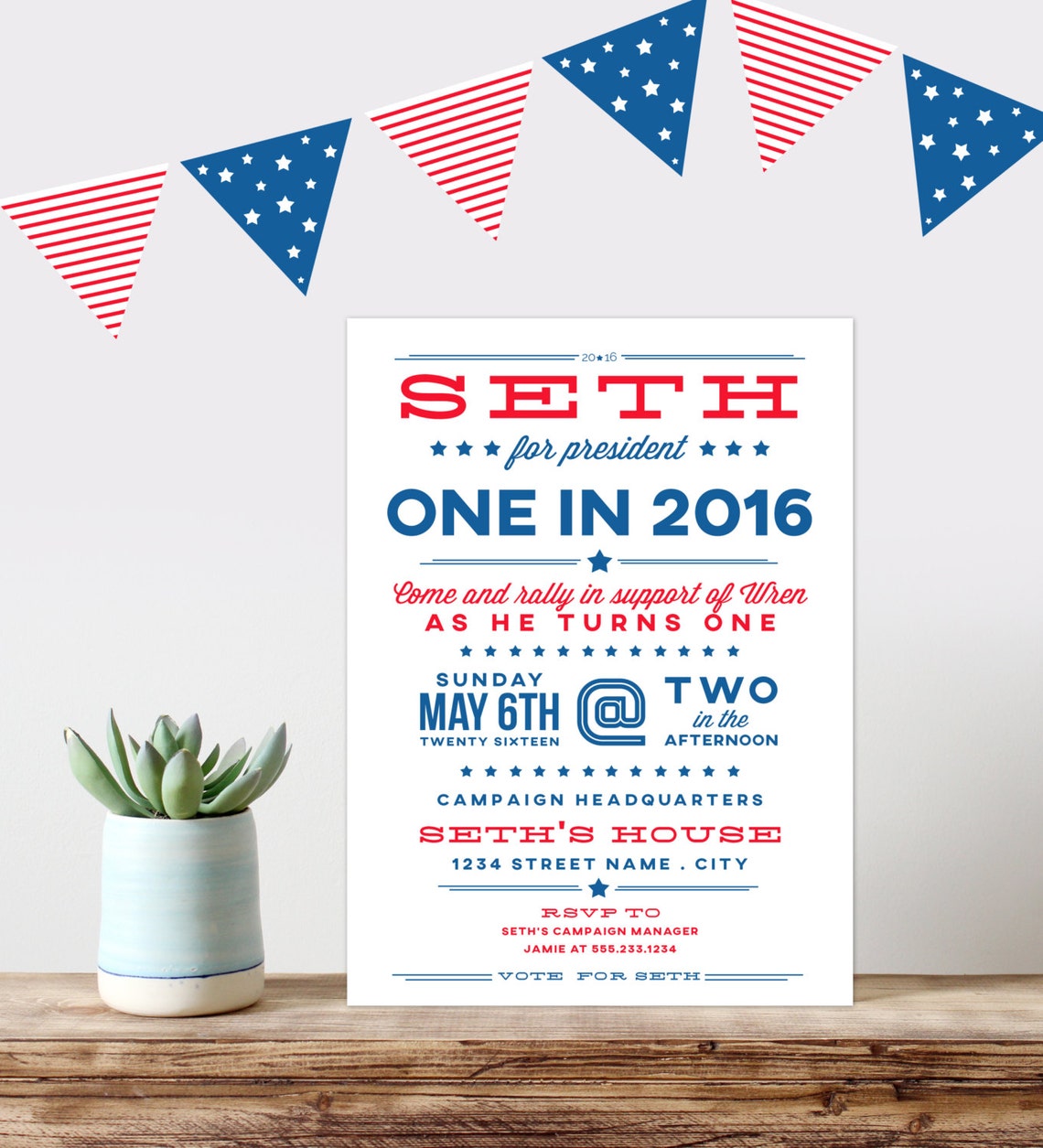 Presidential Campaign Birthday Party Invitation Childrens - Etsy