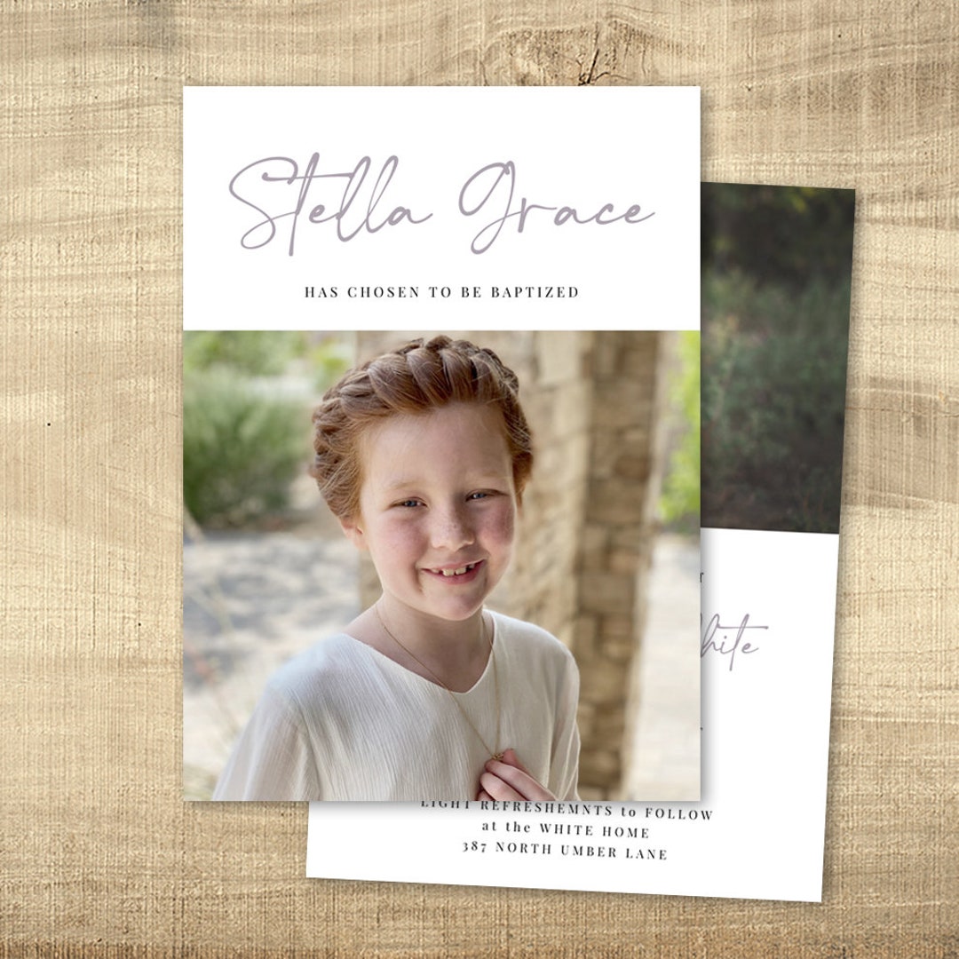 Baptism Invitation LDS Baptism Announcement Template | LDS Baptism Card ...