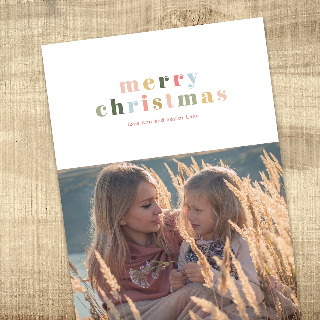 Christmas Photo Card - Custom Design Holiday Card Digital File - Merry ...