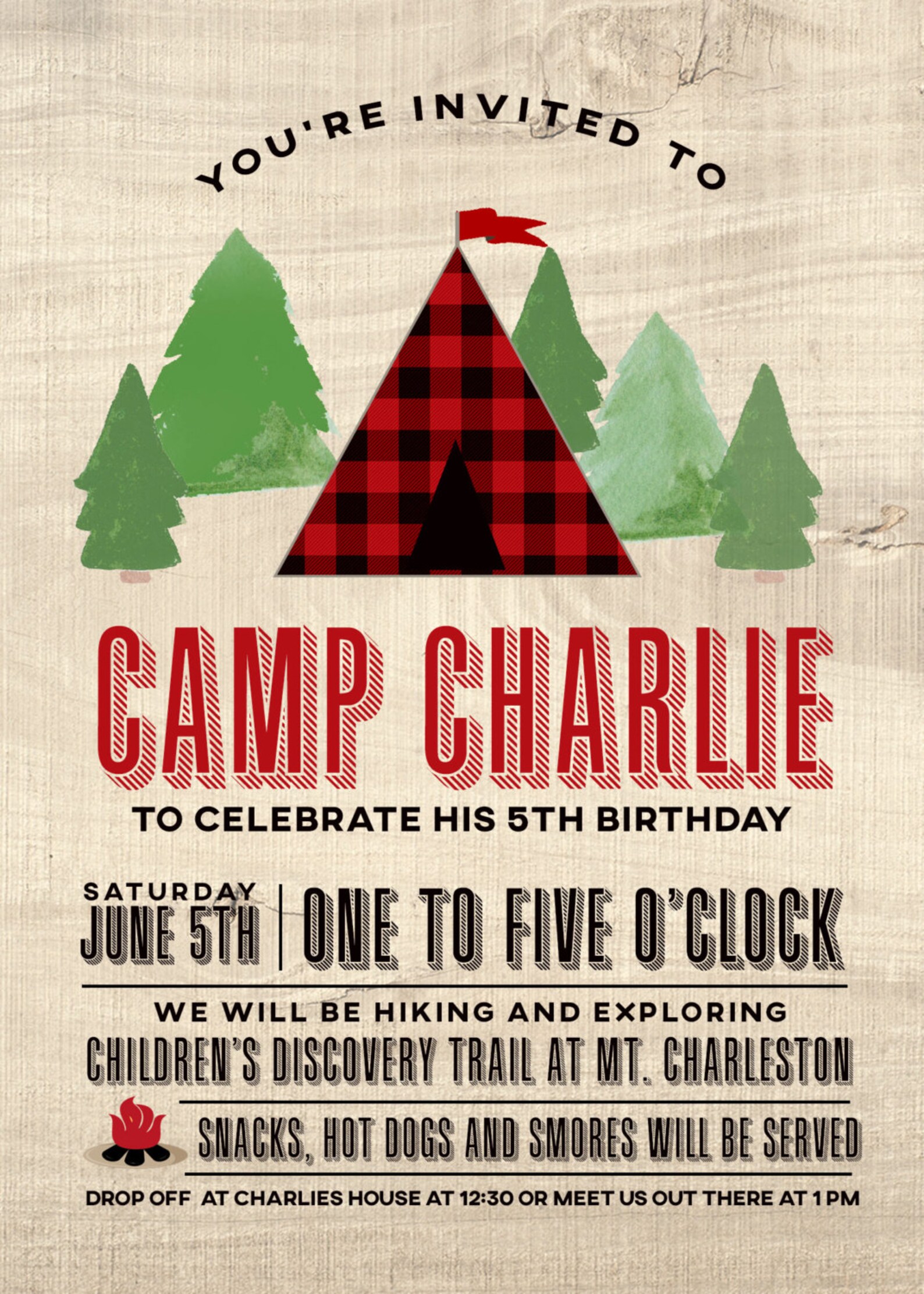 Camping Birthday Invitation Nature Birthday Party Invitation - Etsy