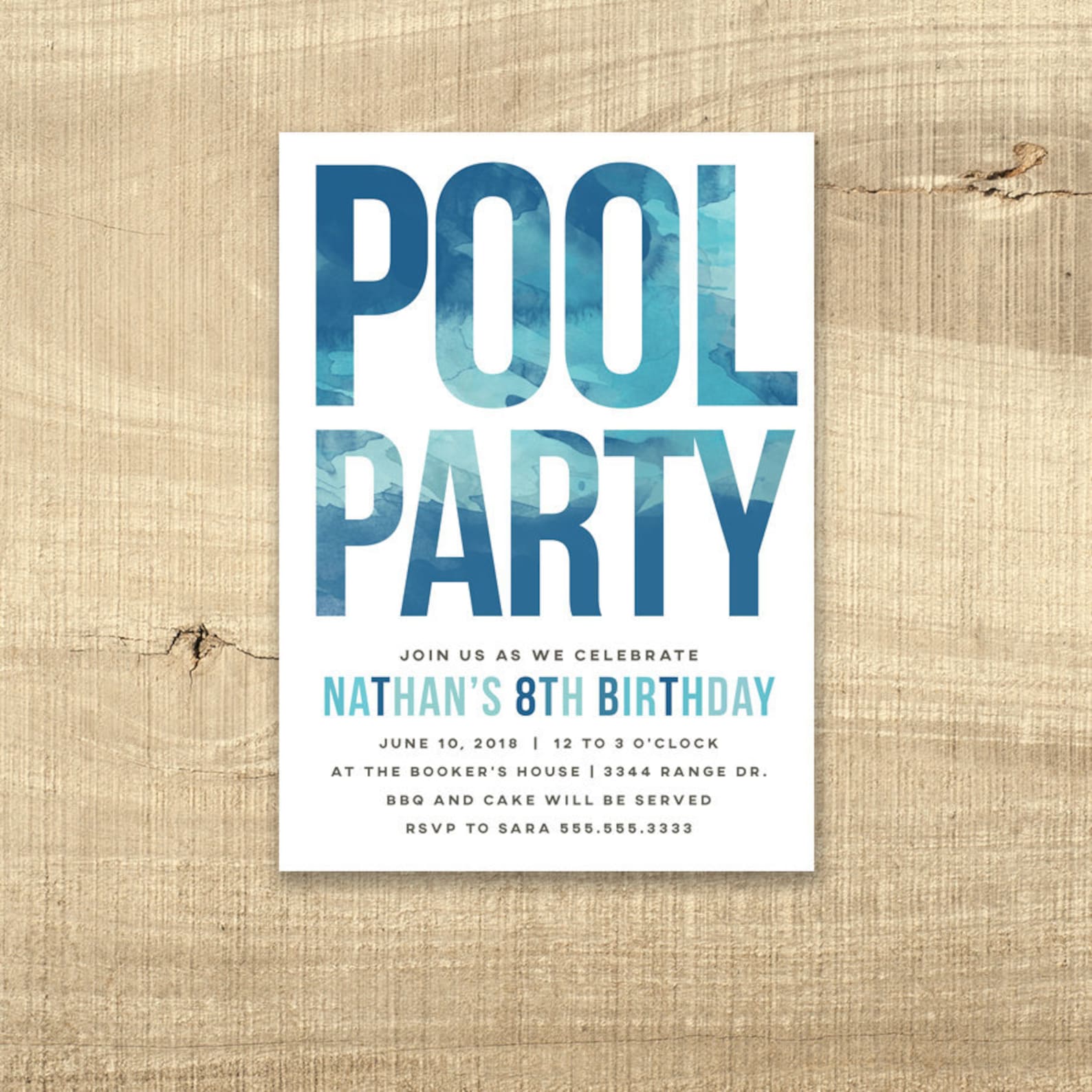 Pool Party Invitation Pool Birthday Invite Water Party Boy - Etsy