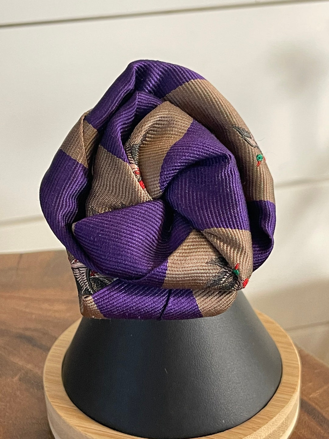 Purple Striped Repurposed Vintage Necktie Brooch/lapel Pin/hat Pin/hair ...