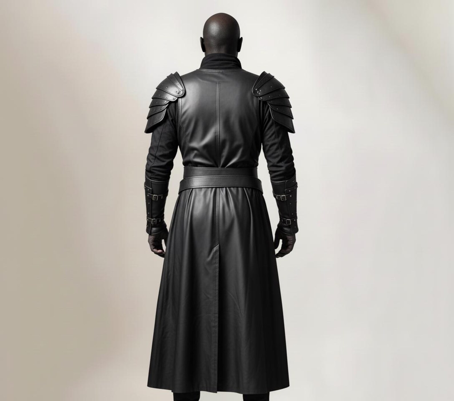 100% Black Leather Medieval Cloak Armor - Hooded Cloak Costume for ...