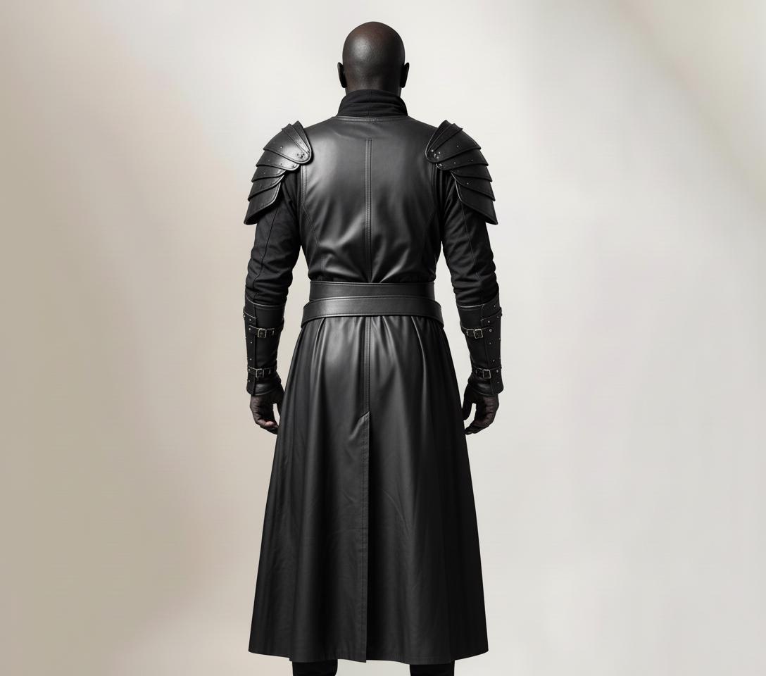 100% Black Leather Medieval Cloak Armor - Hooded Cloak Costume for ...