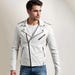 Handmade Genuine White Leather Jacket for Men - Real Leather Biker ...