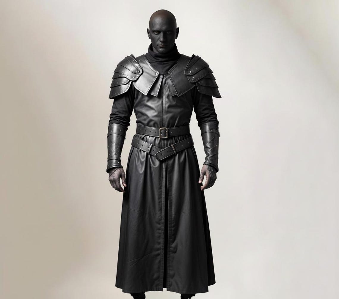 100% Black Leather Medieval Cloak Armor - Hooded Cloak Costume for ...