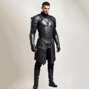 100% Handmade Black Leather Medieval Cloak Armor - Hooded Cloak Costume ...