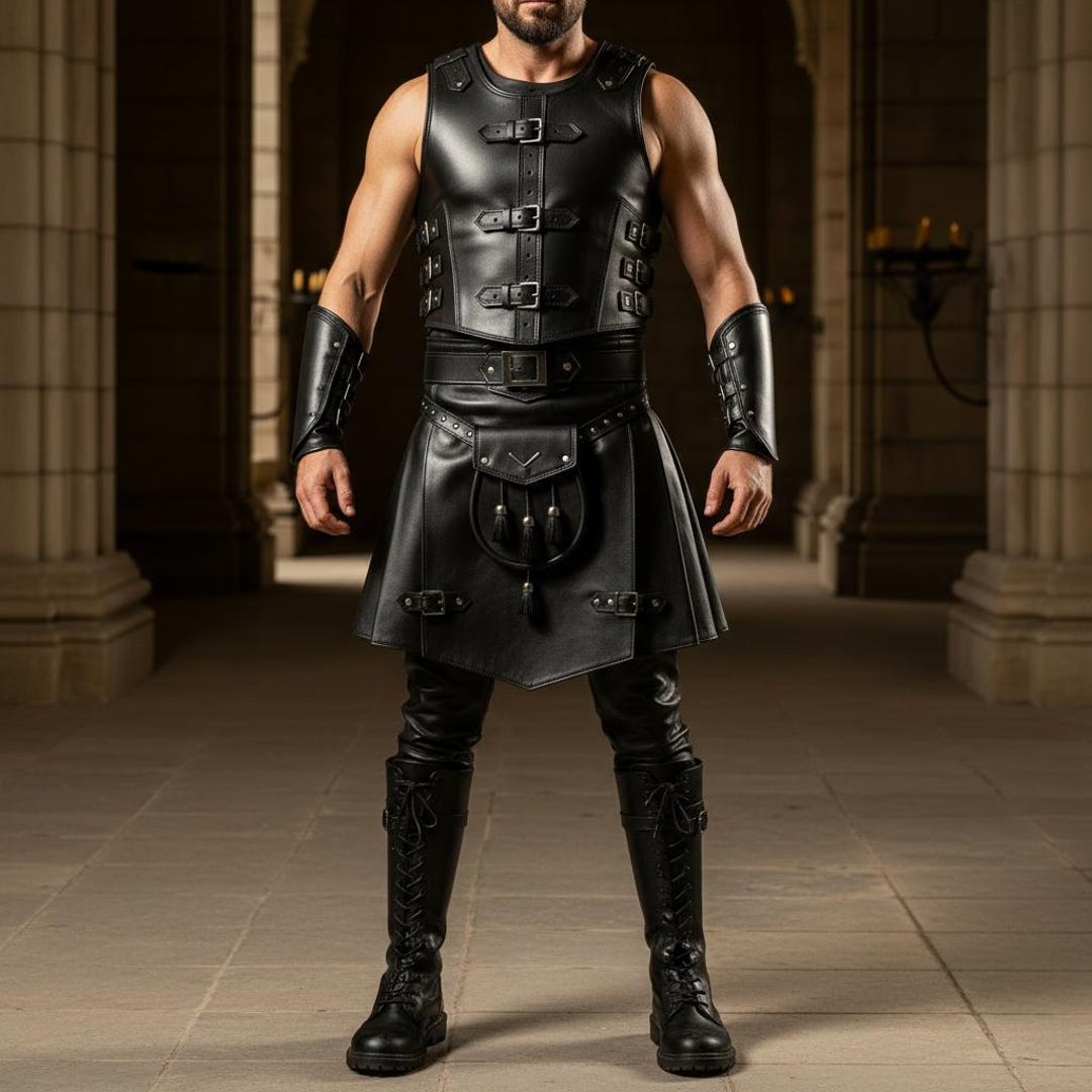 Medieval Genuine Leather Warrior Costume Set - Gladiator Armor Vest ...