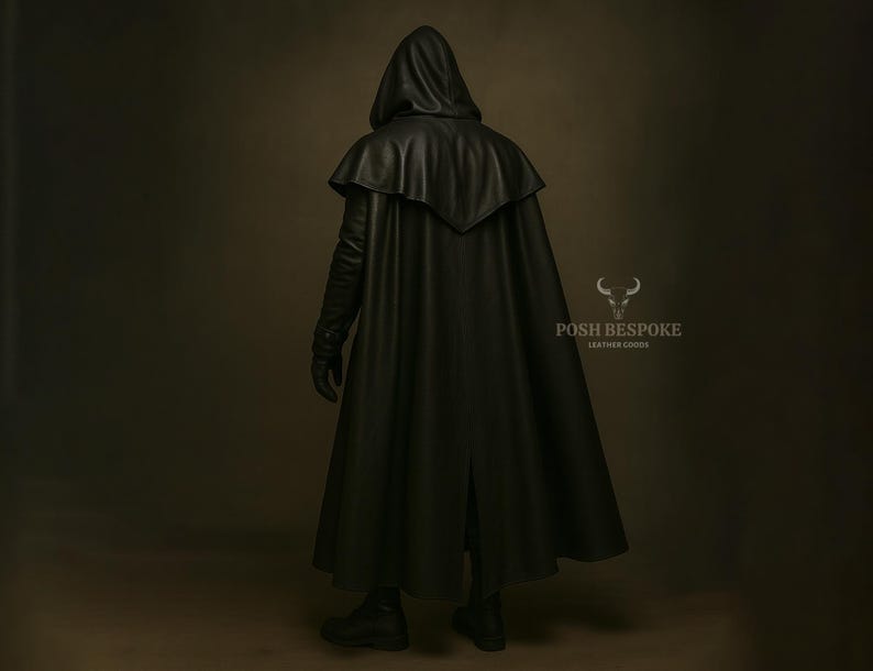 Gothic Plague Doctor Trench Coat | Black Leather Hooded Cloak ...