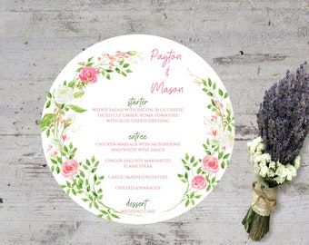 Pink Floral Wedding Menu - Etsy