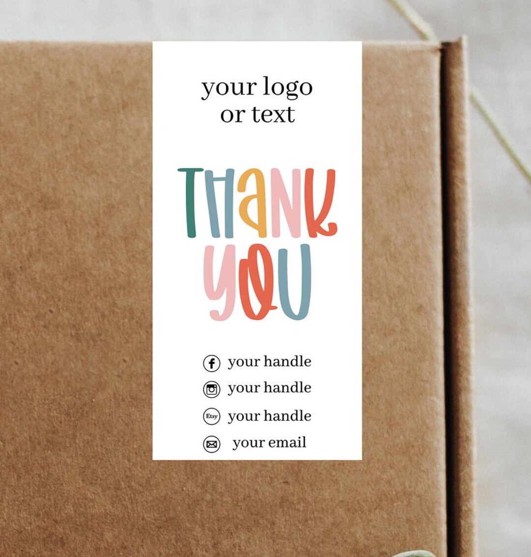 Colorful Thank You Box Packaging Label, Thank You Box Label, Customized ...