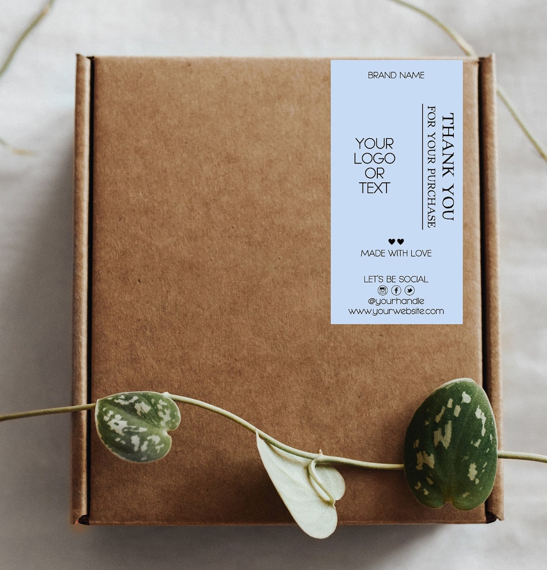 Minimalist Box Packaging Label, Thank You Box Label, Customized With ...