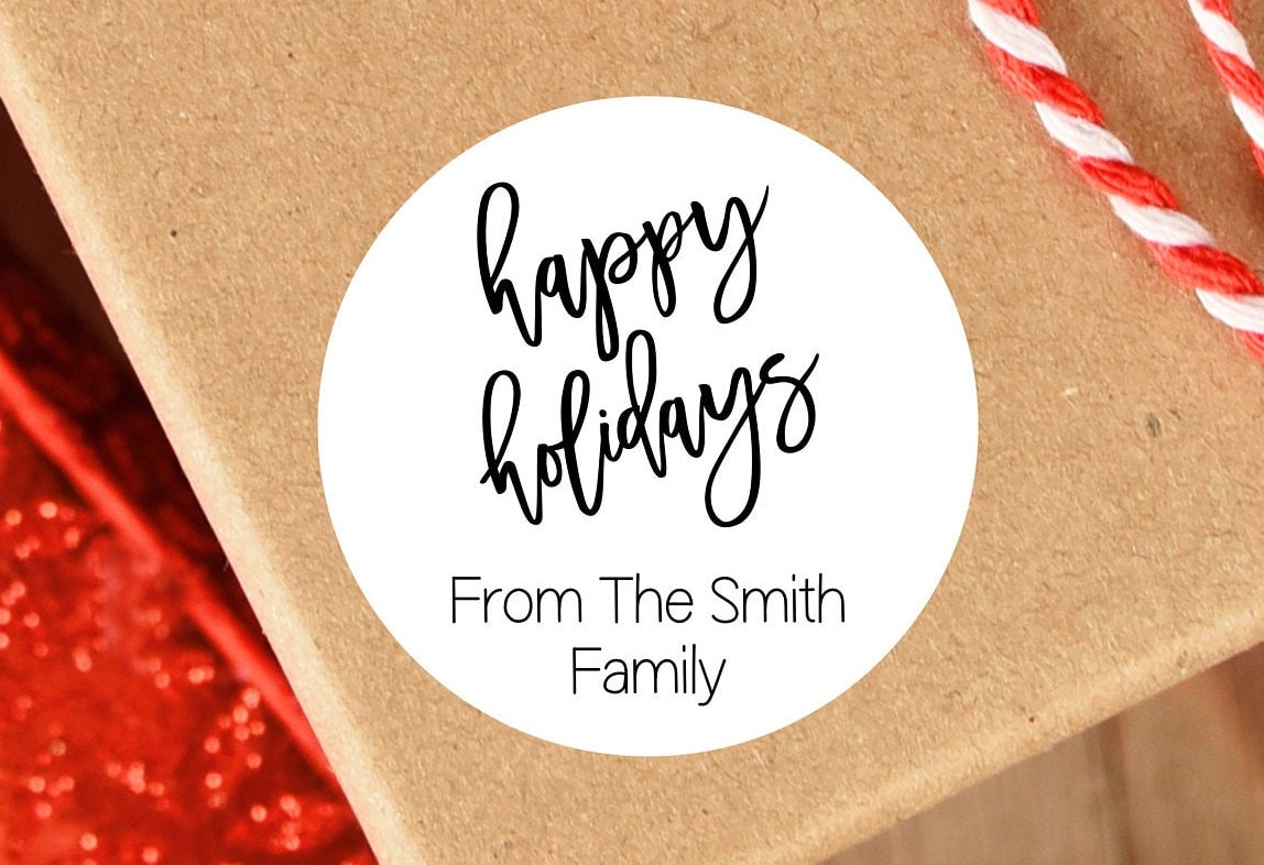 Minimalist Happy Holidays Stickers or Hang Tags Gift Tags - Etsy