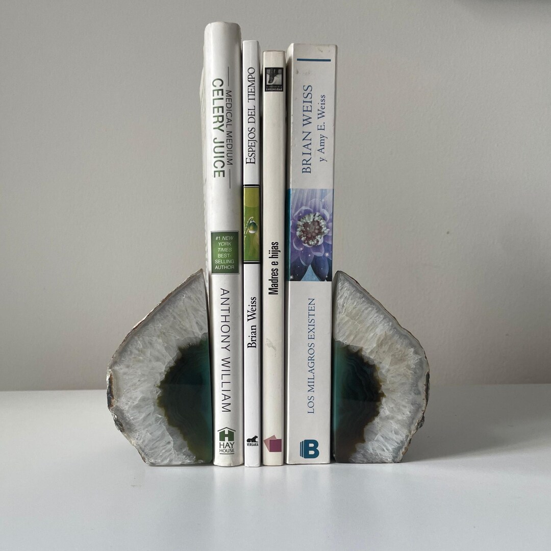 Agate Quartz Bookend Holder for Home Office Decor Handcrafted Rustic ...