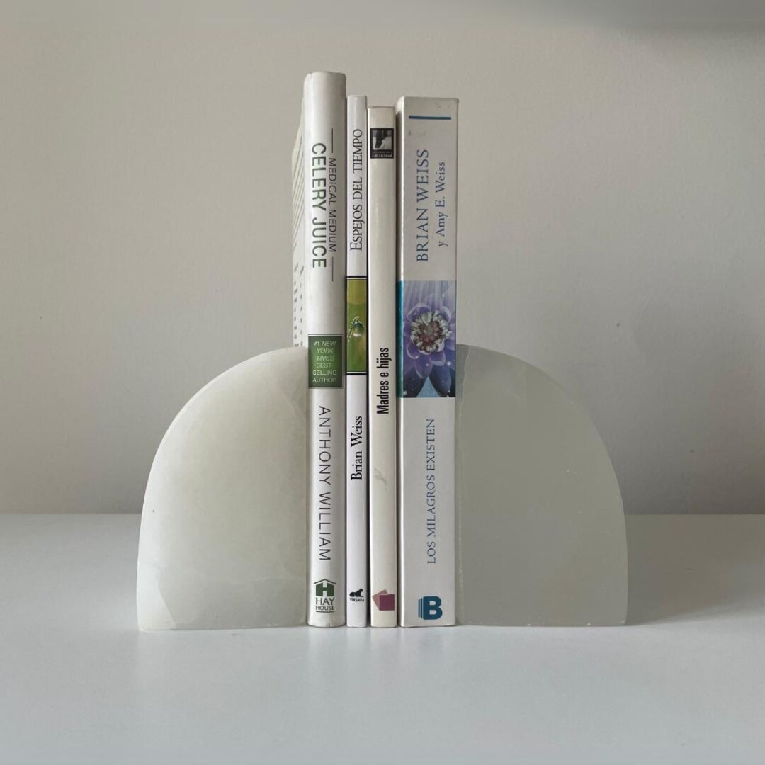 Selenite Bookend Holder for Home Office Decor Handcrafted Rustic Book ...