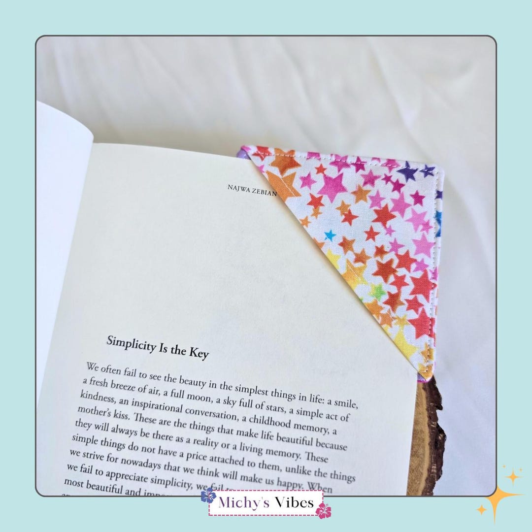 Colorful Stars Corner Bookmark, Handmade Fabric Page Marker, Book Lover ...
