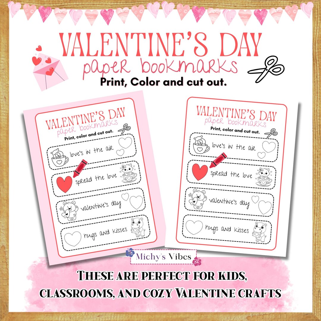 Valentine's Day Coloring Bookmarks | Kids Classroom Activity (PDF ...