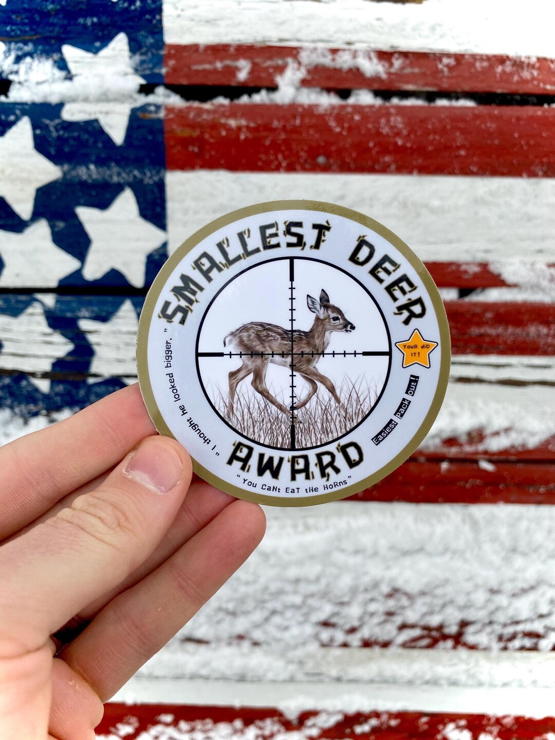 Smallest Deer Award Sticker - Deer Camp Humor - Etsy
