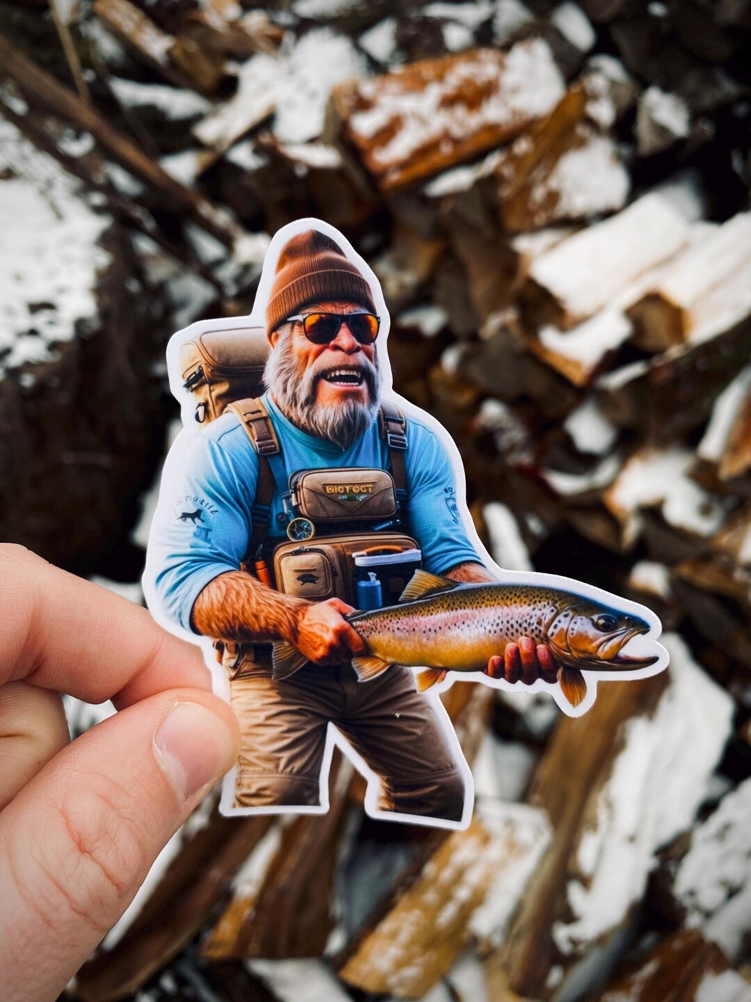 Bigfoot Trout Fisherman Sticker - Funny Fly Fishing Gift - Etsy