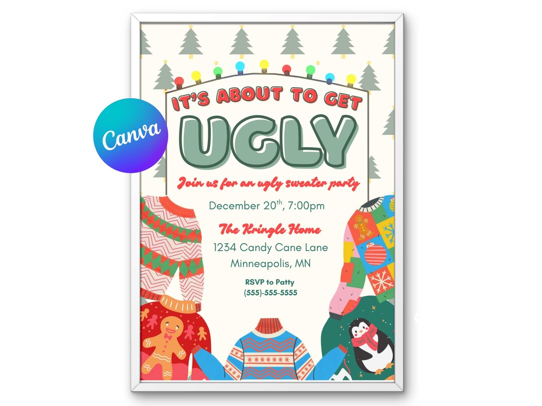 Funny Ugly Sweater Party Invitation, Christmas Theme (instant Download ...