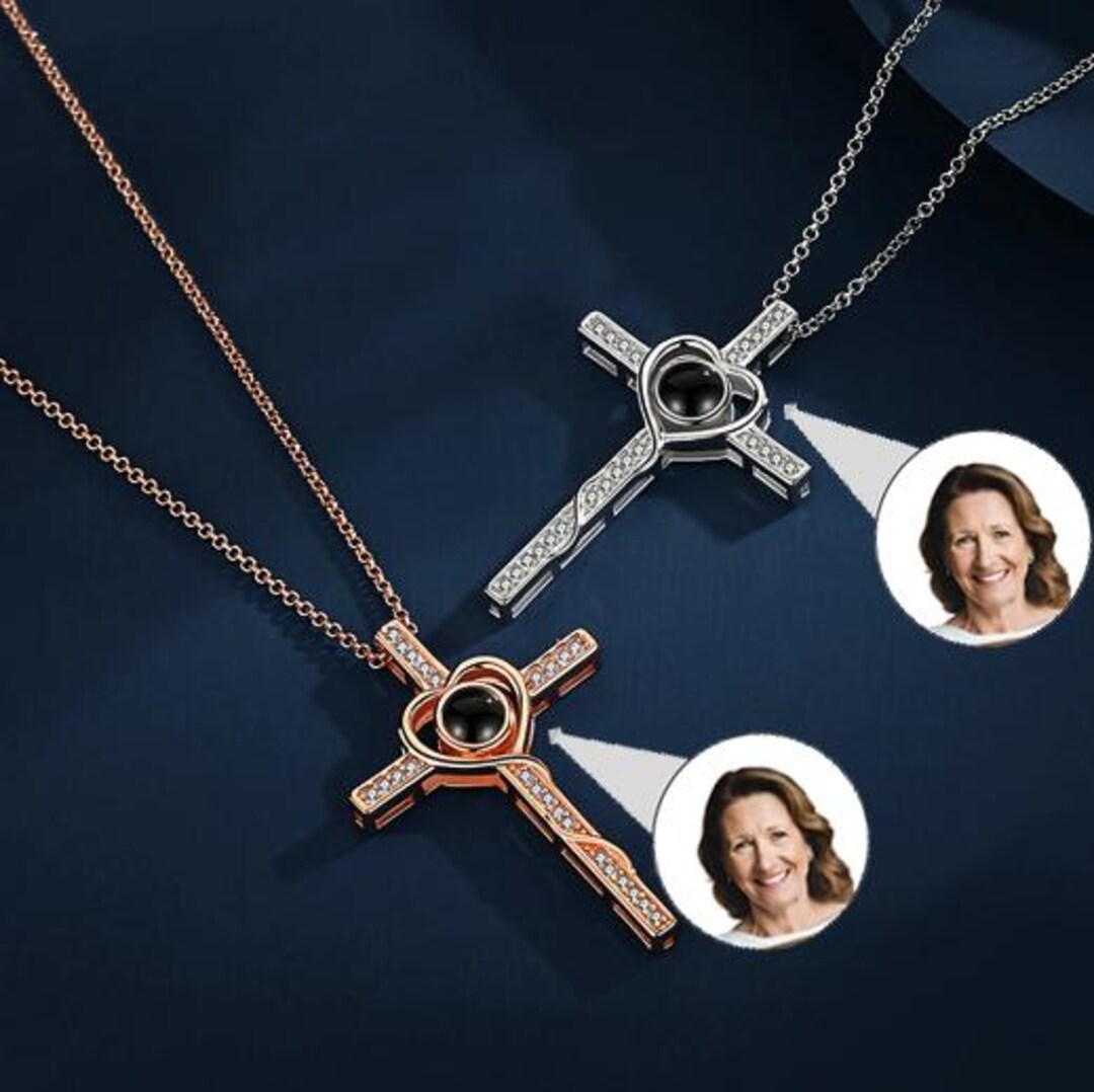 Custom Cross Necklace With Custom Photo Projection Include Your Choice ...