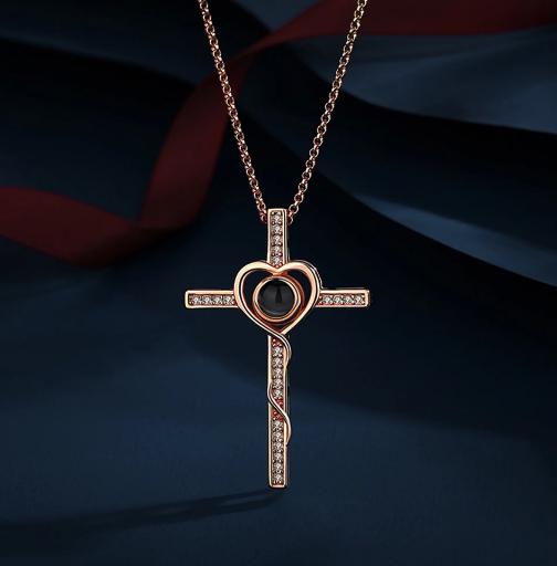 Custom Cross Necklace With Custom Photo Projection Include Your Choice ...