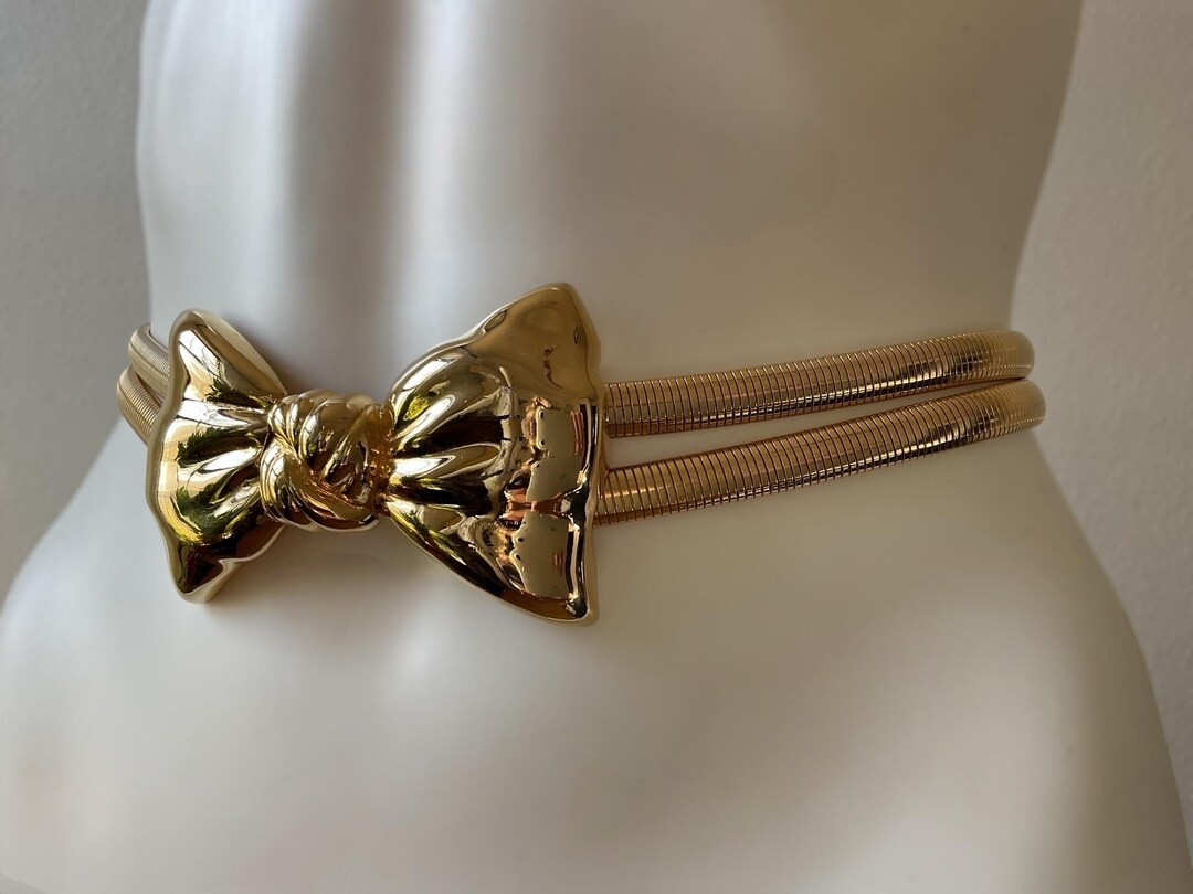 LOVELY 1970s Gold Tone Snake Chain BOW Belt ACCESSOCRAFT N.y.c. Demure ...