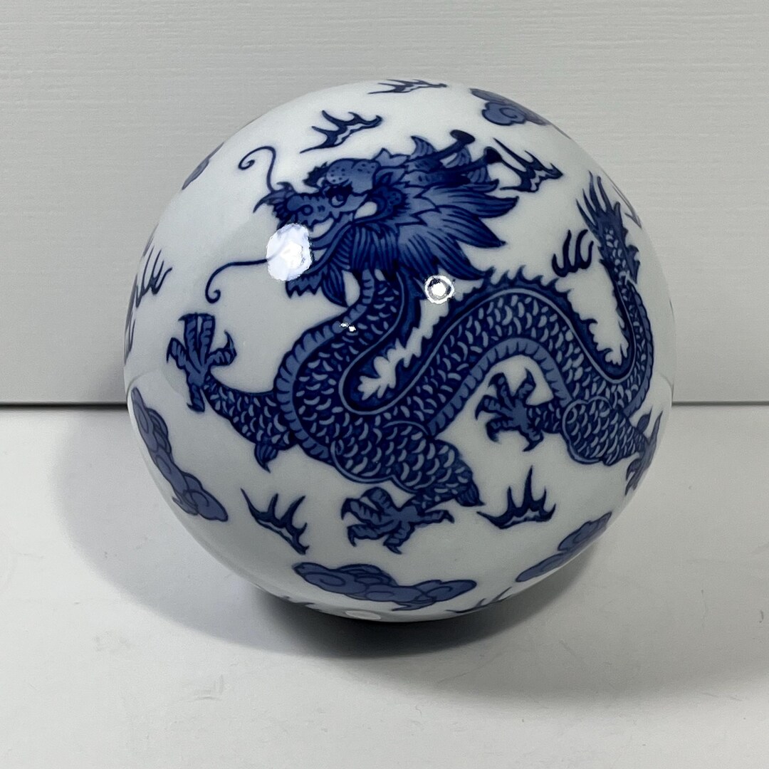 Vintage Porcelain Asian Sphere or Orb, Large 13" Round, Year of the ...