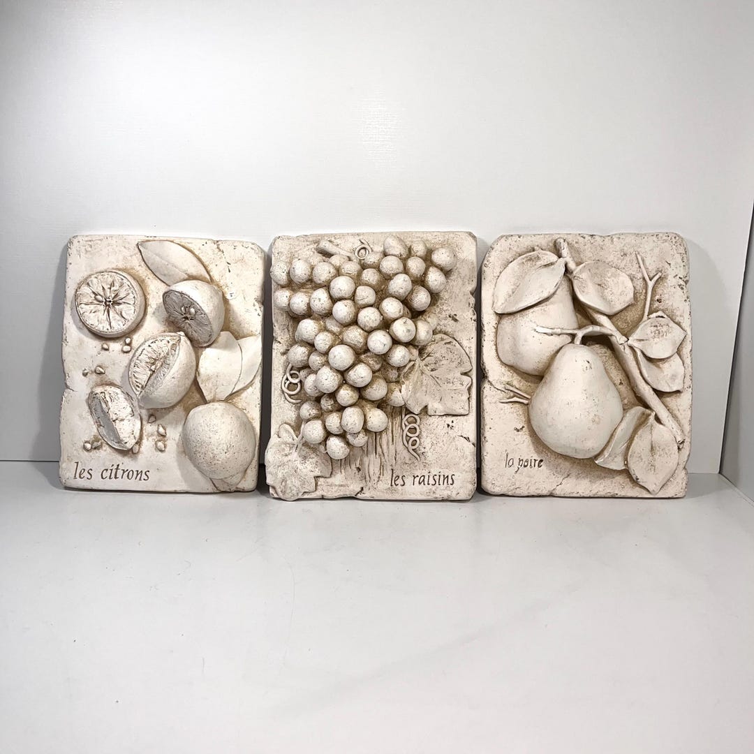 Vintage French Molded Plaster 3D Fruit Wall Plaques 1997 - Etsy
