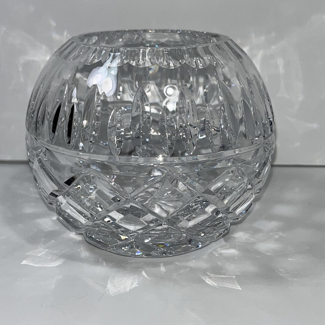 Vintage Cut Glass Bowl ~ Crystal Round Vase ~ Diamond Pattern - Etsy