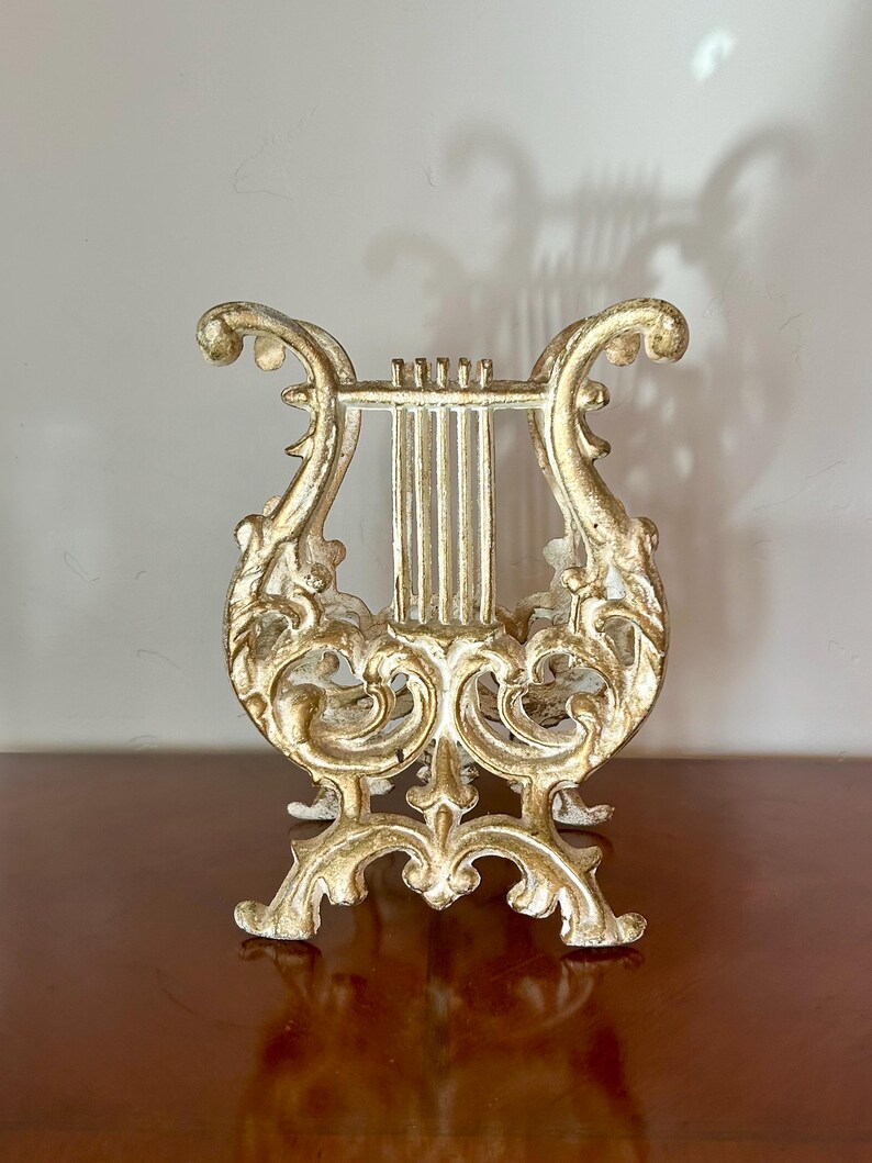 Vintage Ivory/gold Metal Harp/lyre Magazine/sheet Music Holder - Etsy