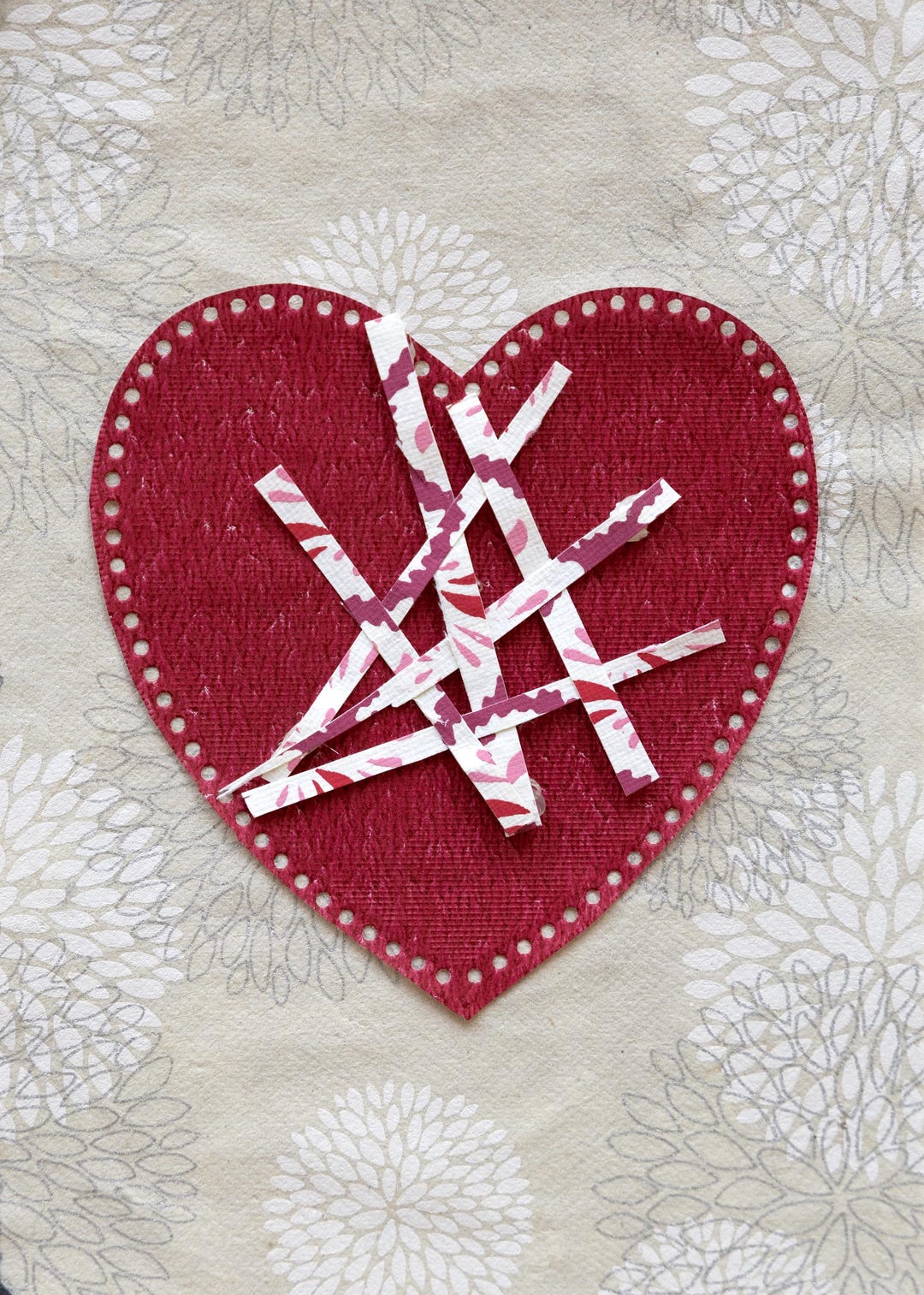 Red Heart on Silver Floral Paper Collage Greeting Card - Etsy