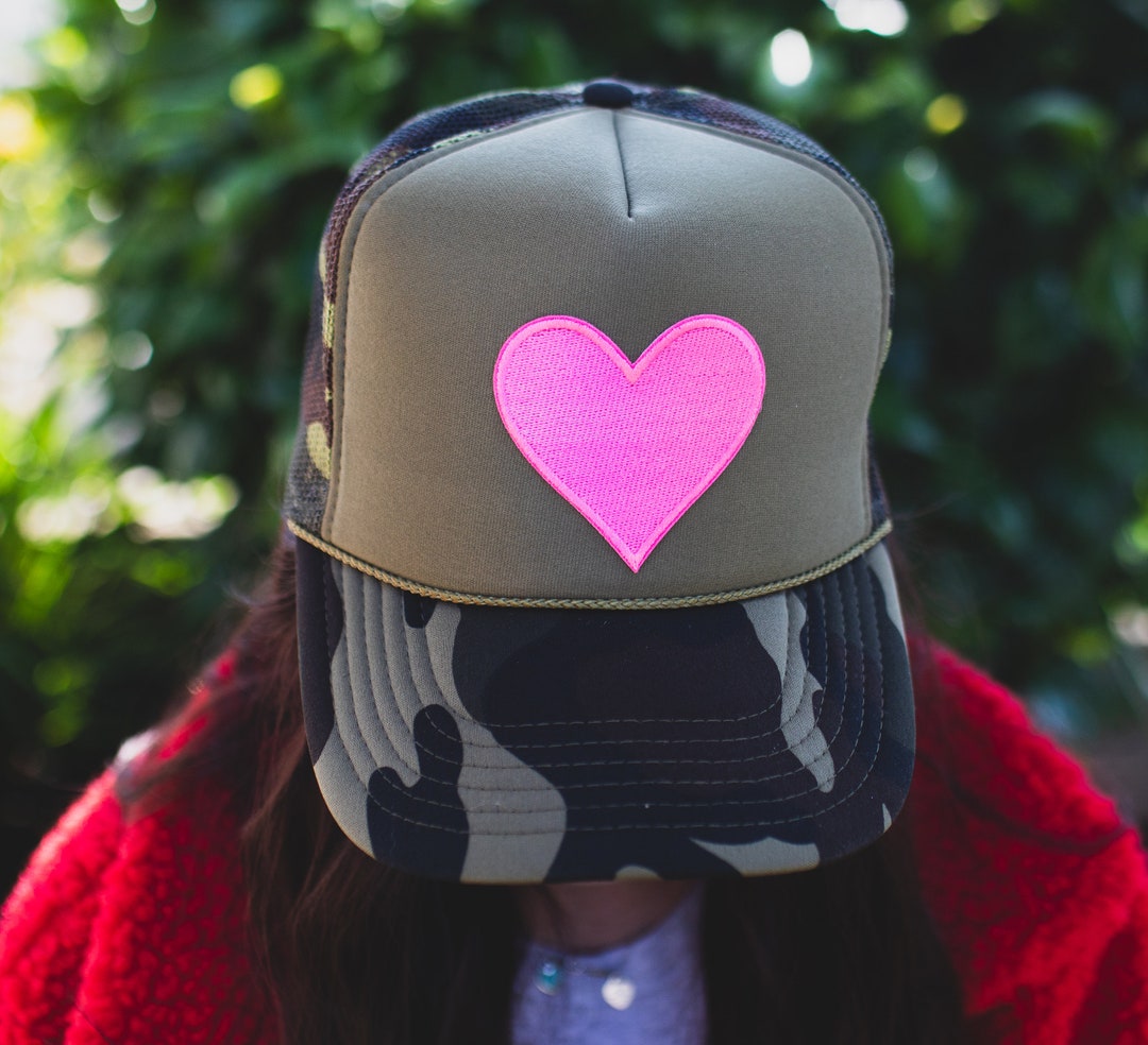 Hot Pink Heart Camo Trucker Hat - Snap Back - Otto - Everyday All Day ...
