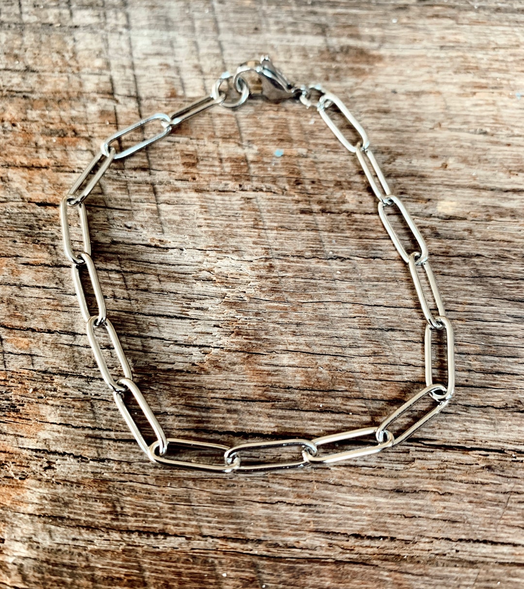 Stainless Steel Paper Clip Chain Bracelet - Etsy