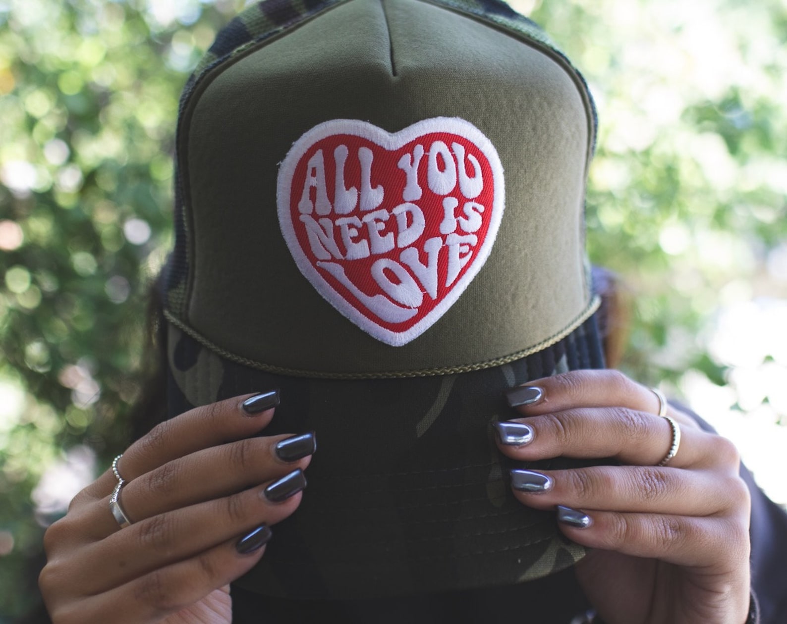 Camo "all You Need is Love" Trucker Hat - Etsy