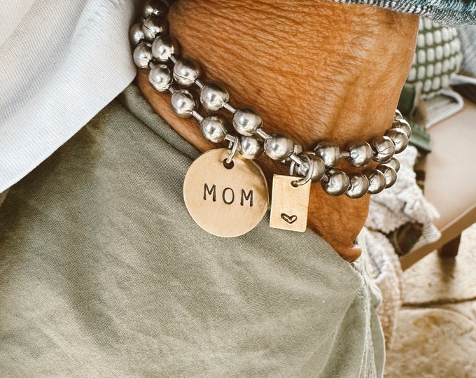BACK IN STOCK Chunky Stainless Steel Ball Chain Bracelet With a Hand ...